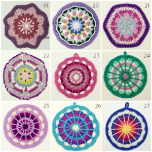 51 Glorious Crochet Mandalas on my Mandala Wall!
